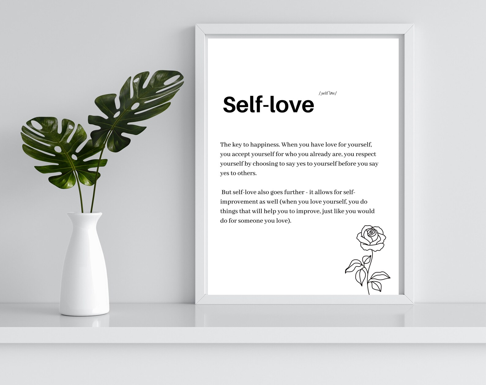 Self Love Definition Print in 3 Colours,minimalist Black White Poster ...
