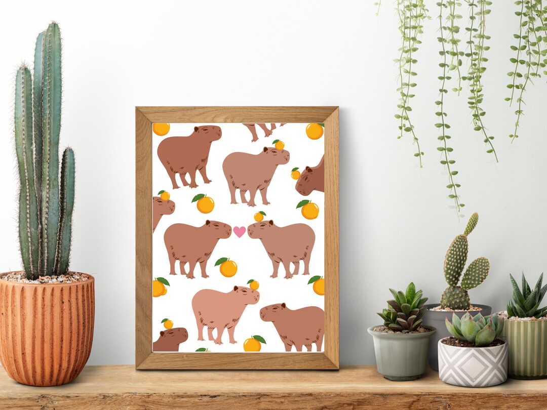 Capybara Poster, Cartoon Animal Digital Download, Kapybara Birthday ...