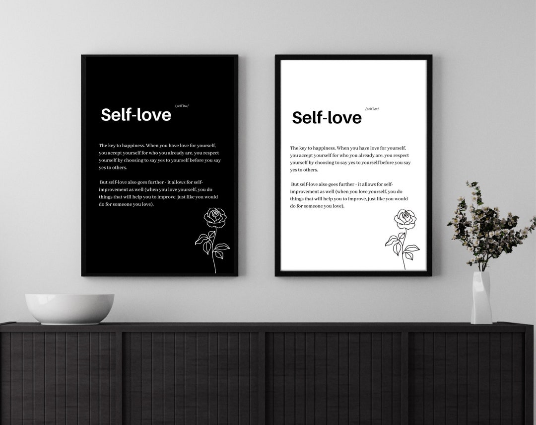 Self Love Definition Print in 3 Colours,minimalist Black White Poster ...