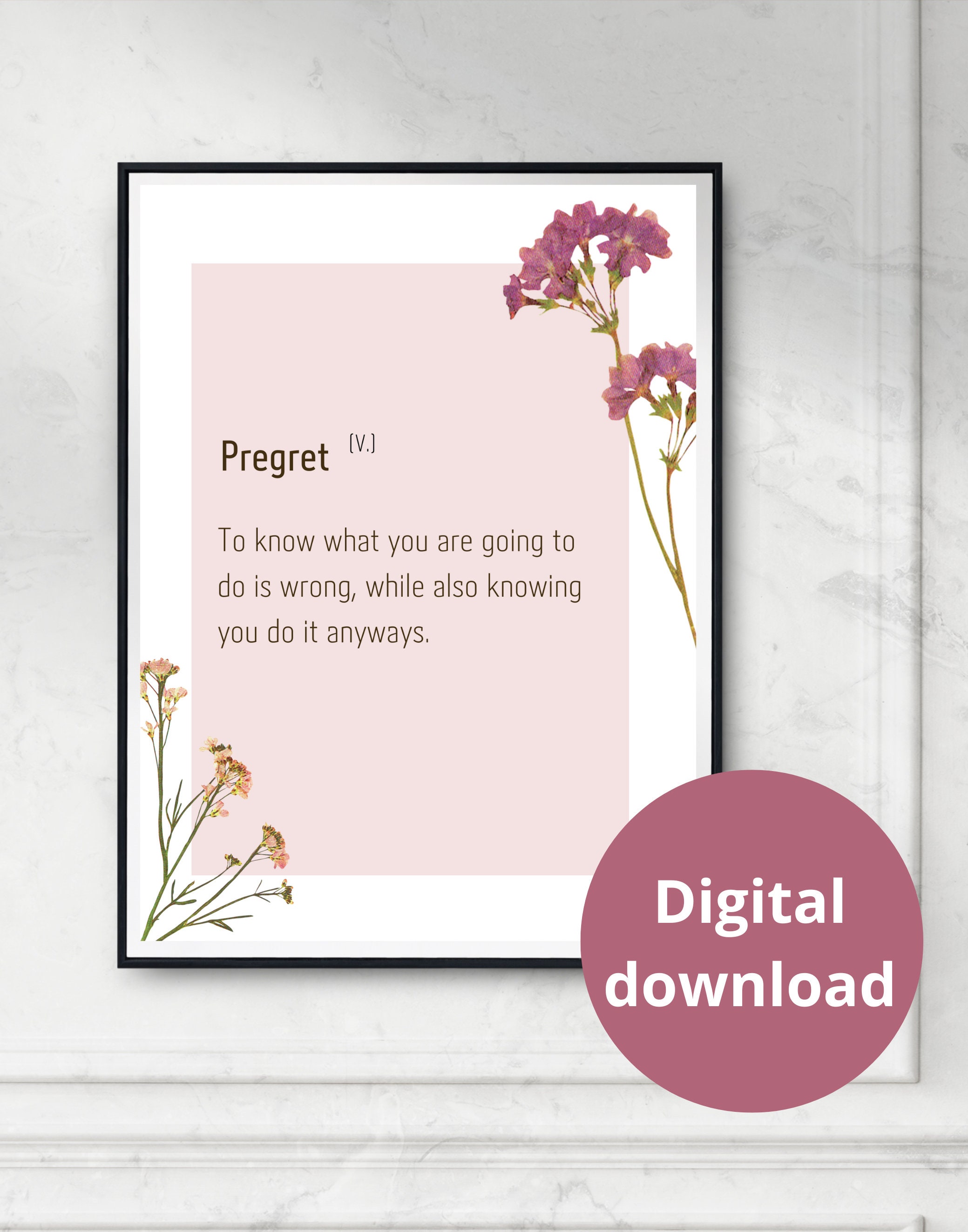 Pink Dictionary Quote Wall Art, Funny Phrase Digital Print for Her ...