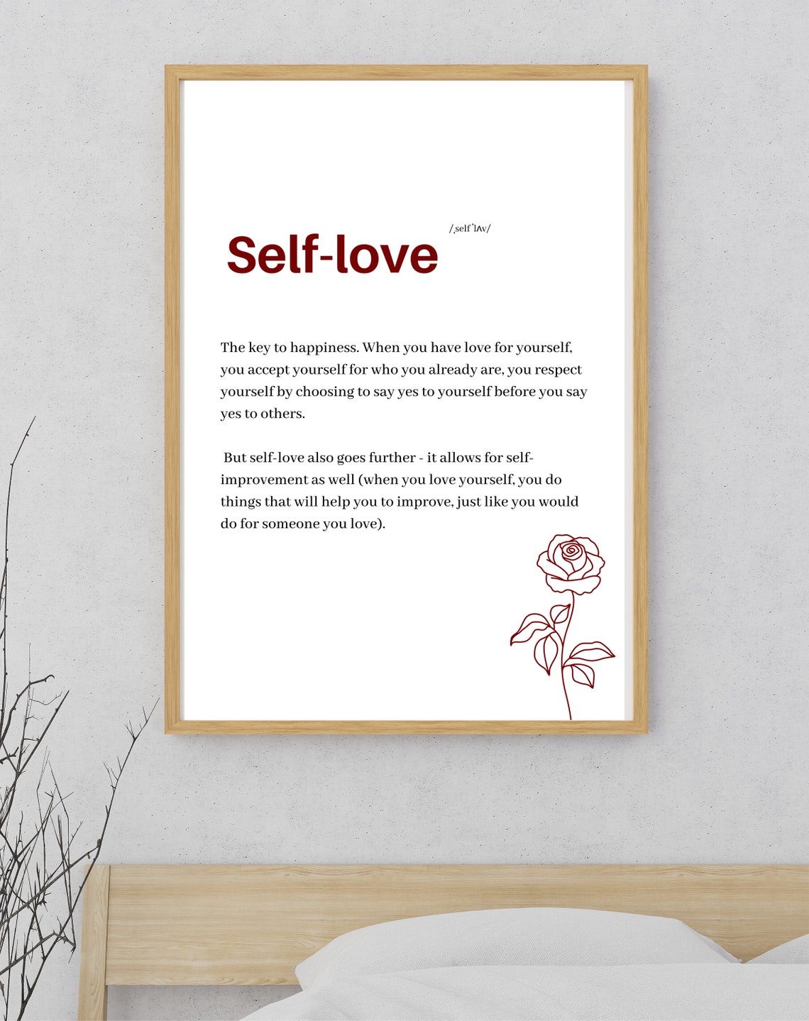 Self Love Definition Print in 3 Colours,minimalist Black White Poster ...