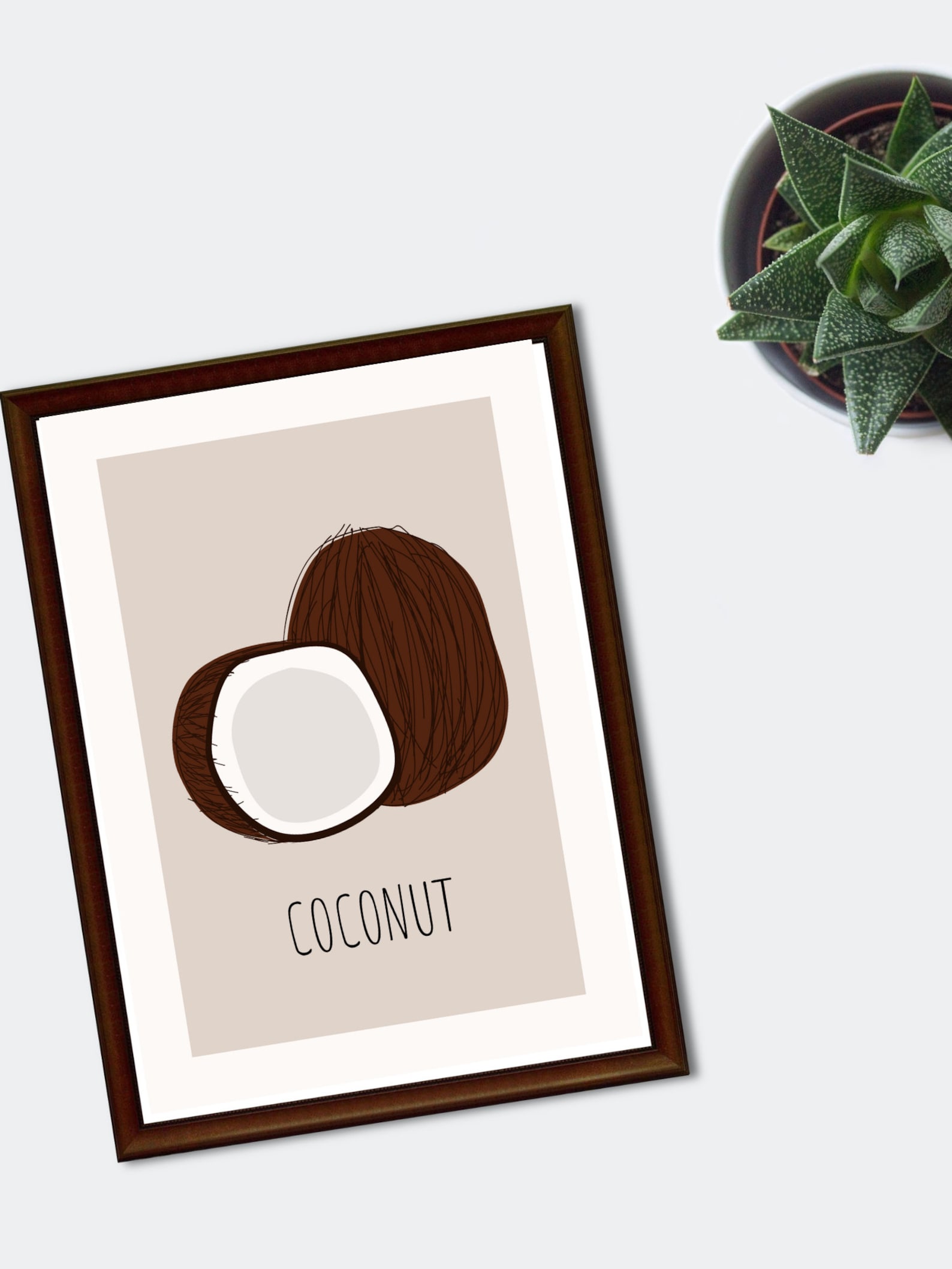 Coconut Wall Art Print, Coconut Art, Tropical Fruit Kitchen Wall Art ...