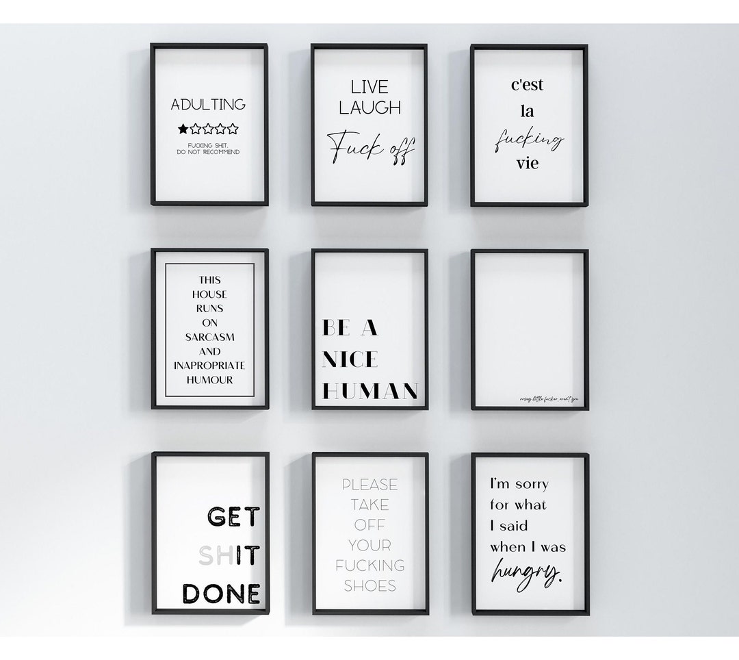 Funny Inspirational Quotes, Set of 9, Quote Pack, Bundle, Posters, Wall ...