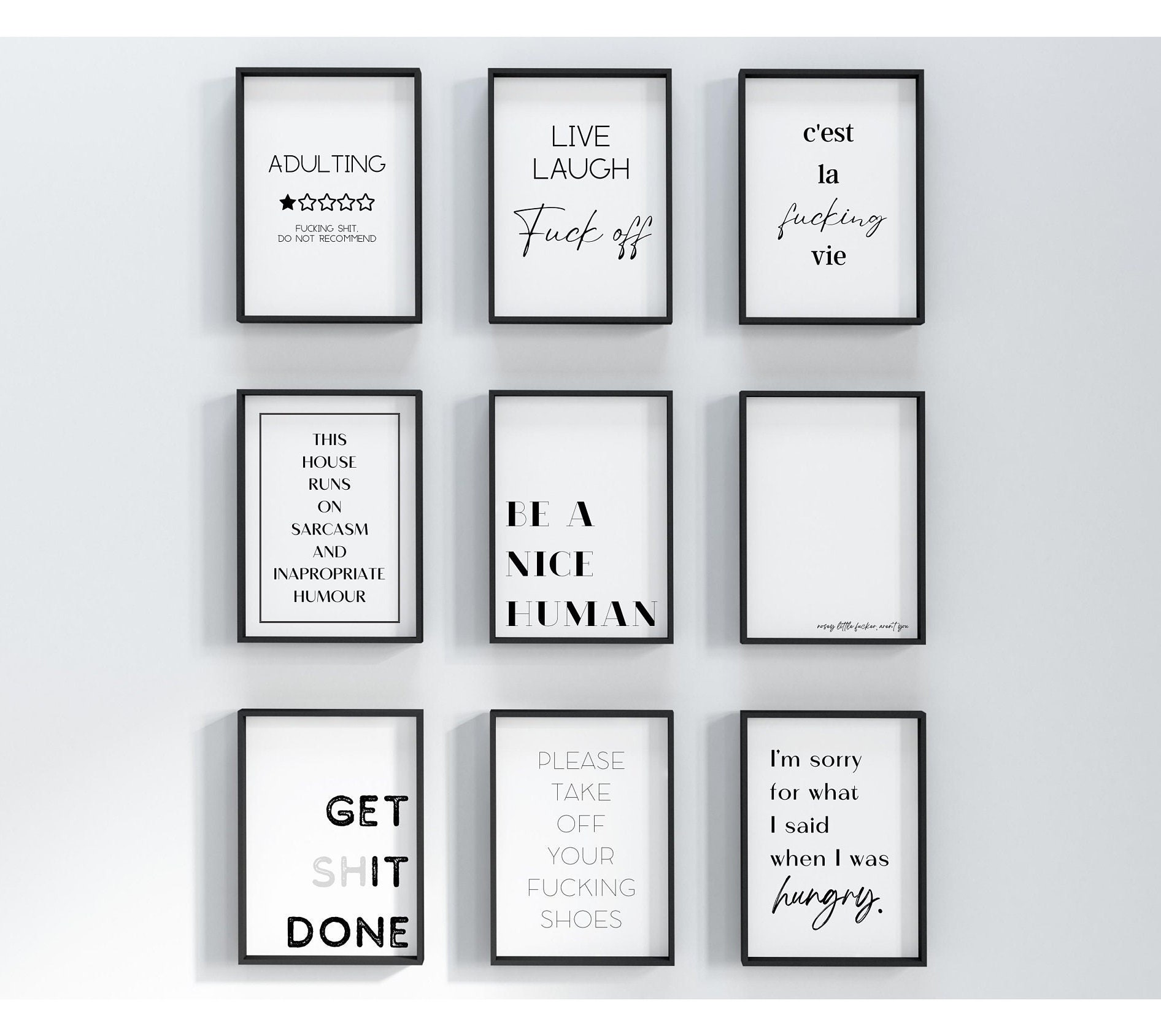 Funny Inspirational Quotes, Set of 9, Quote Pack, Bundle, Posters, Wall ...