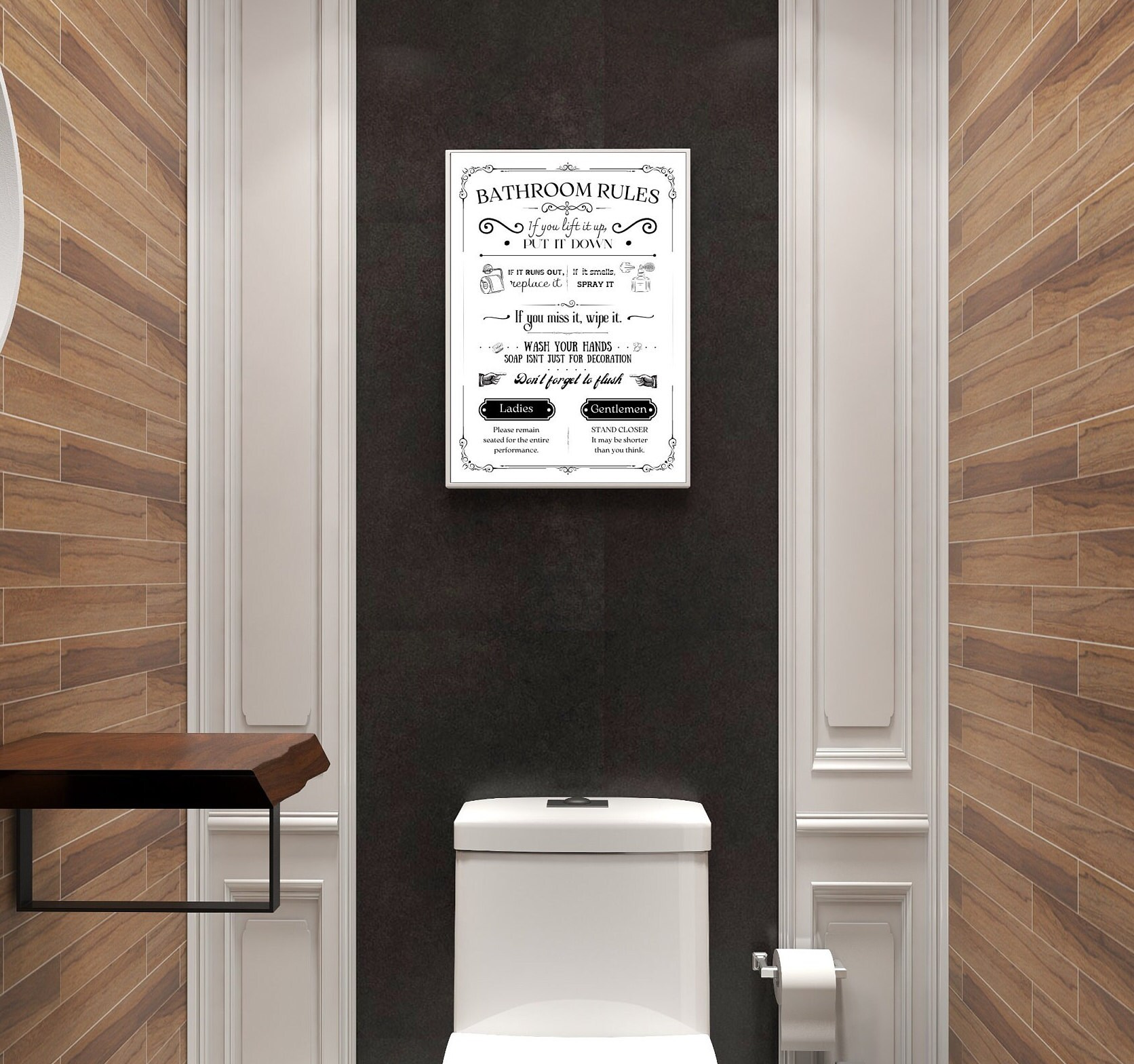 Bathroom Rules, Toilet Rules, Loo Sign, Retro Bathroom Decor, Fun Art ...