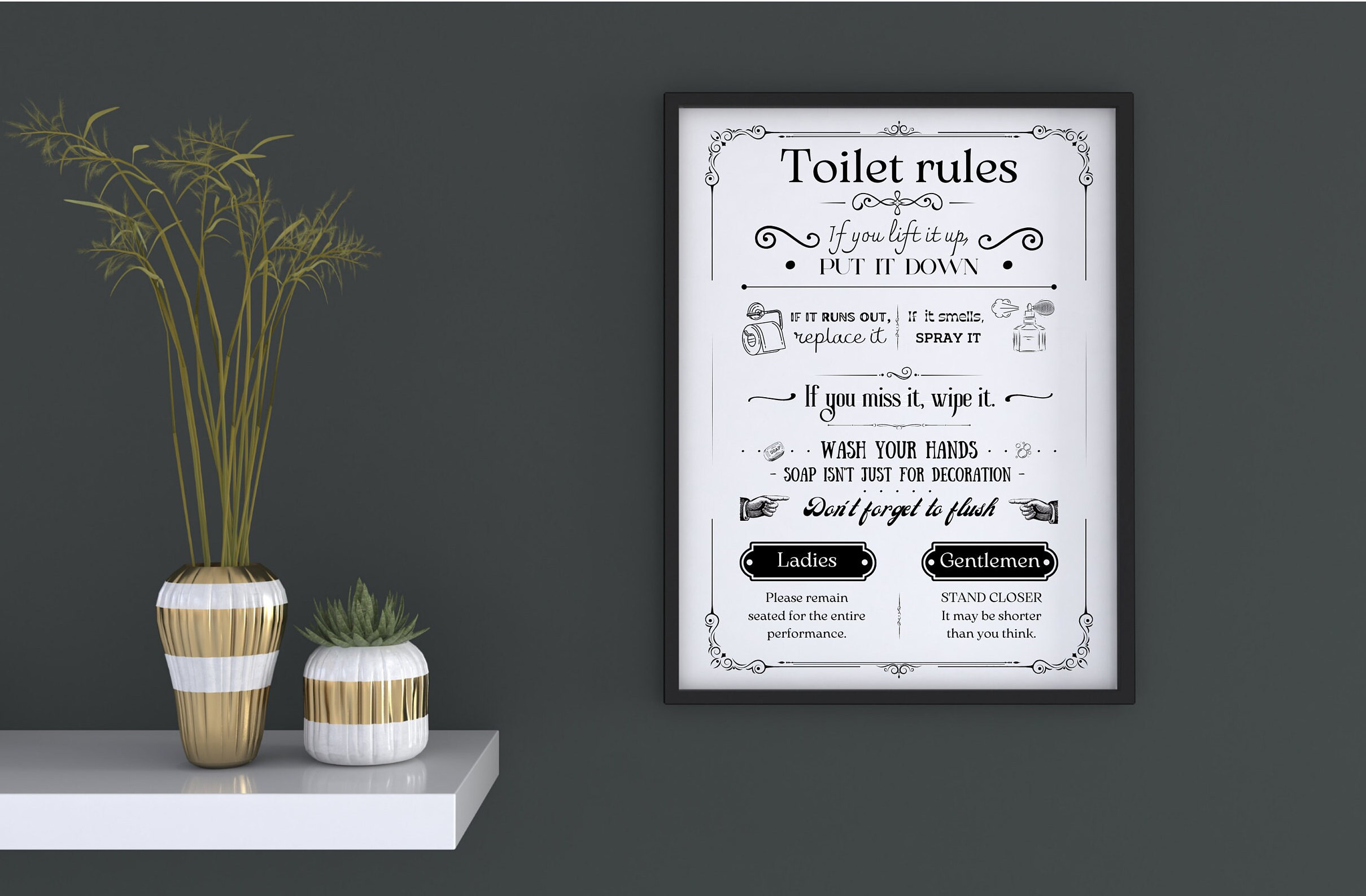 Toilet Rules Vintage Poster Funny Sign Bathroom Decor - Etsy