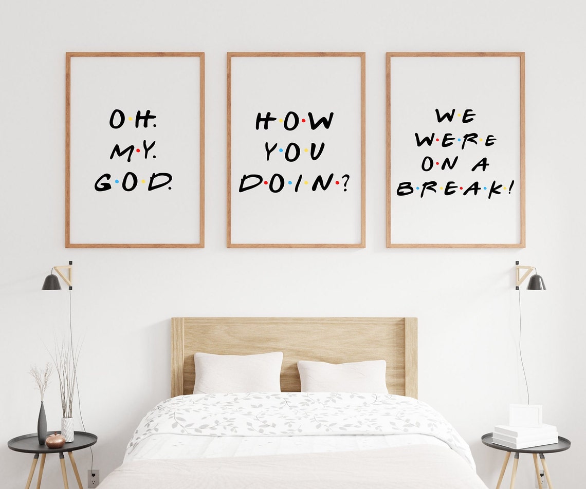 Friends Tv Show Quotes, Set of 9, Wall Art, Bedroom Decor, Home ...
