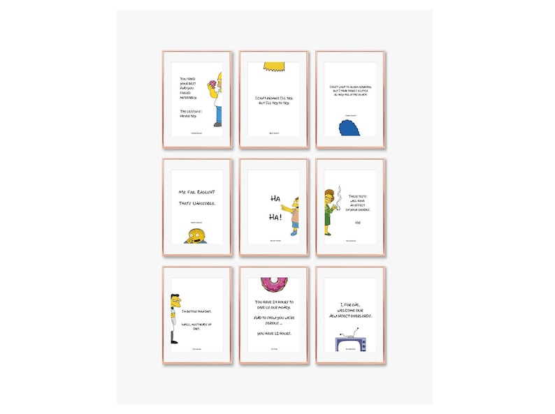 The Simpsons Quotes, Set of 9, Tv Show, Funny Quotes, Homer, Marge ...