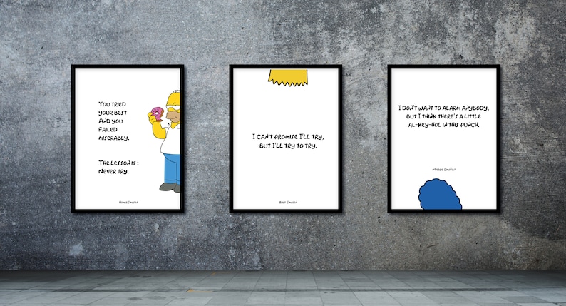 The Simpsons Quotes, Set of 9, Tv Show, Funny Quotes, Homer, Marge ...