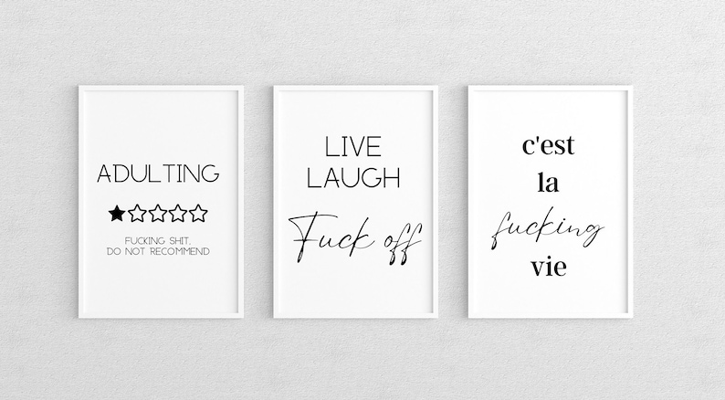 Funny Inspirational Quotes, Set of 9, Quote Pack, Bundle, Posters, Wall ...