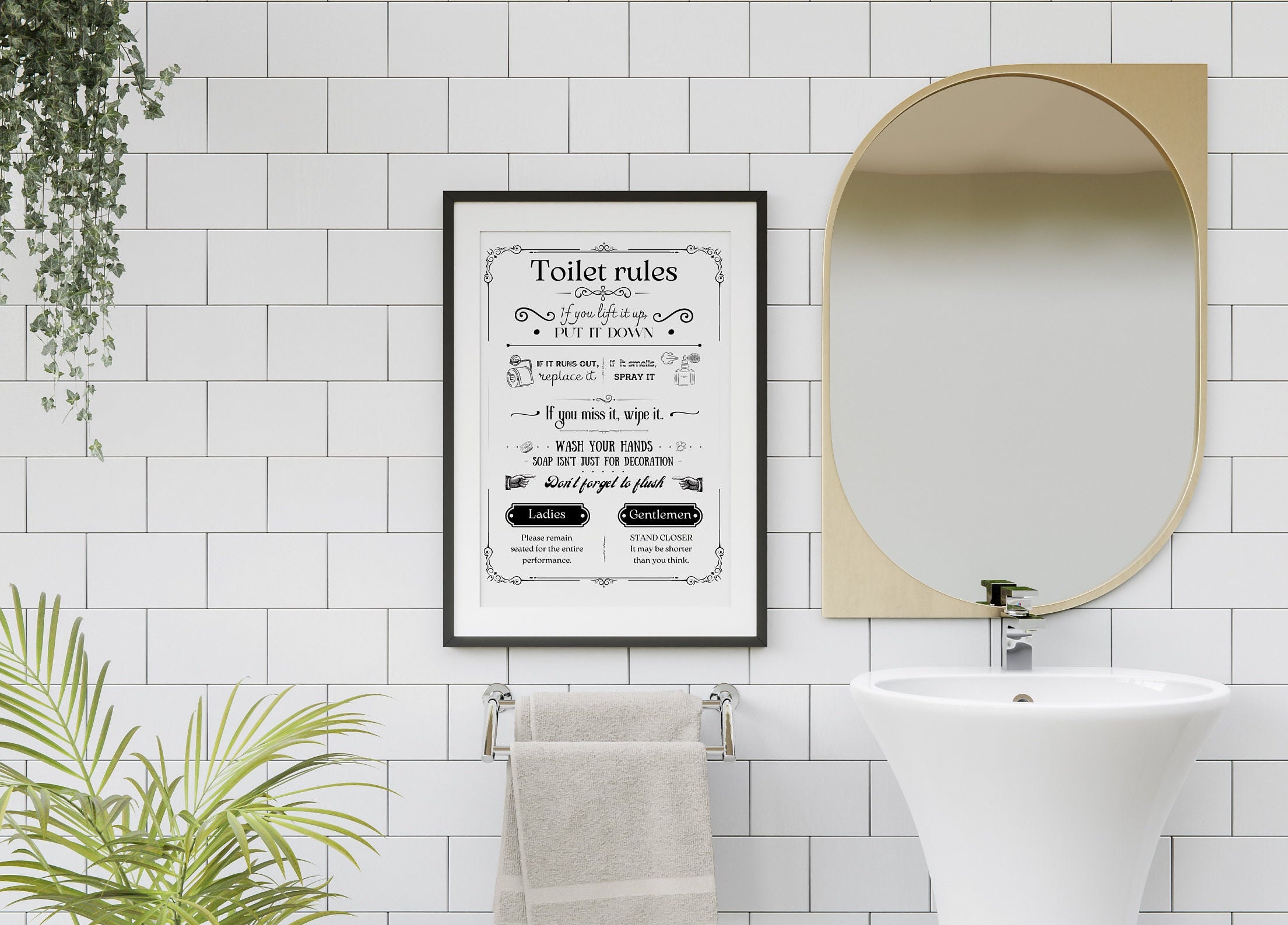 Toilet Rules Vintage Poster Funny Sign Bathroom Decor - Etsy