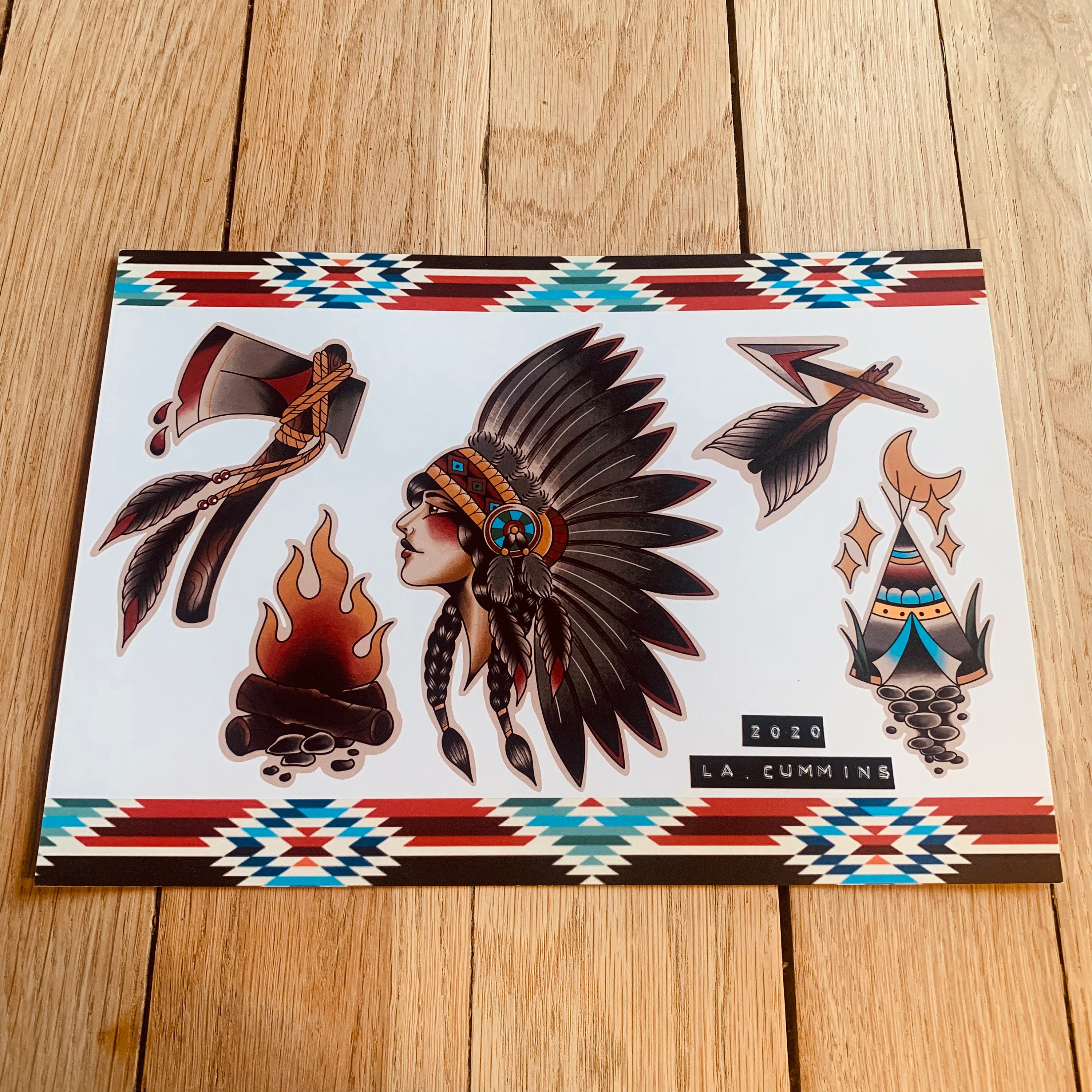 Native American A4 Tattoo Flash - Etsy