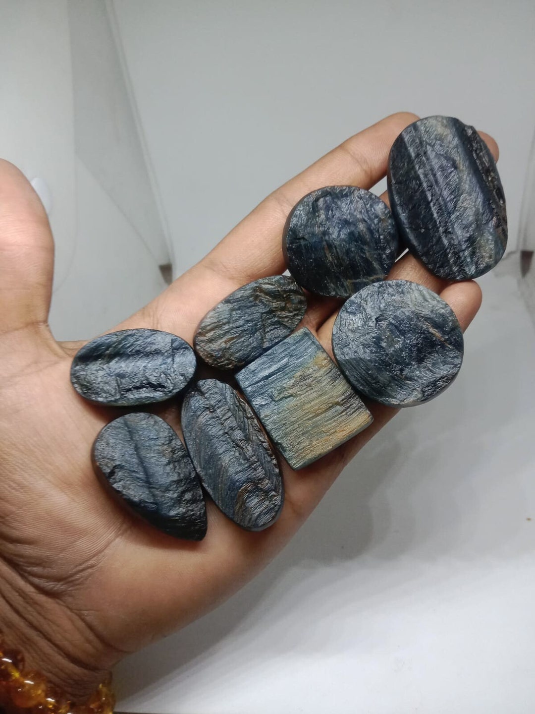 60%OFF Natural Hawk Eye Gemstone Tiger Eye Druzy Cabochon Tiger Eye ...