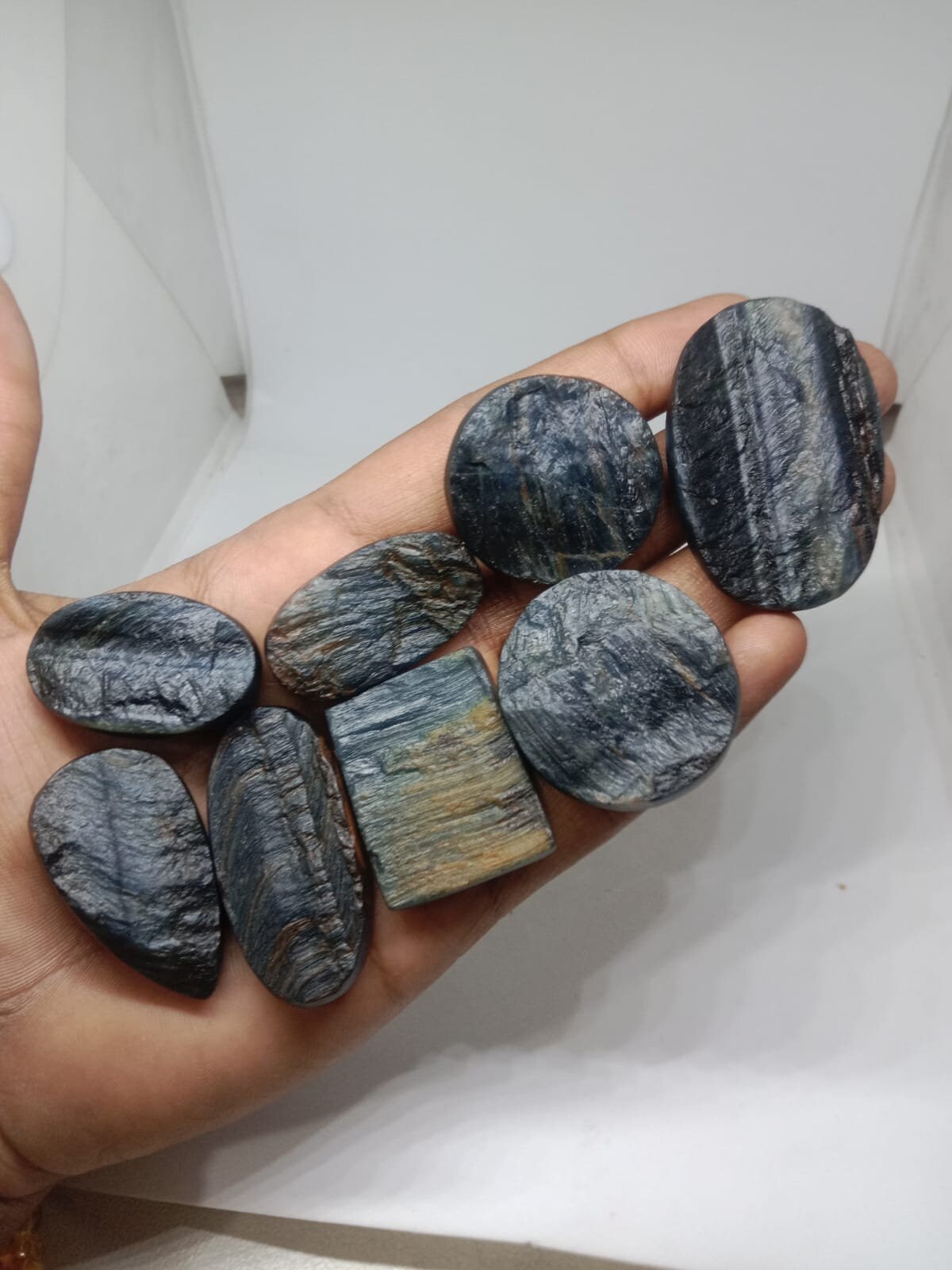 60%OFF Natural Hawk Eye Gemstone Tiger Eye Druzy Cabochon Tiger Eye ...