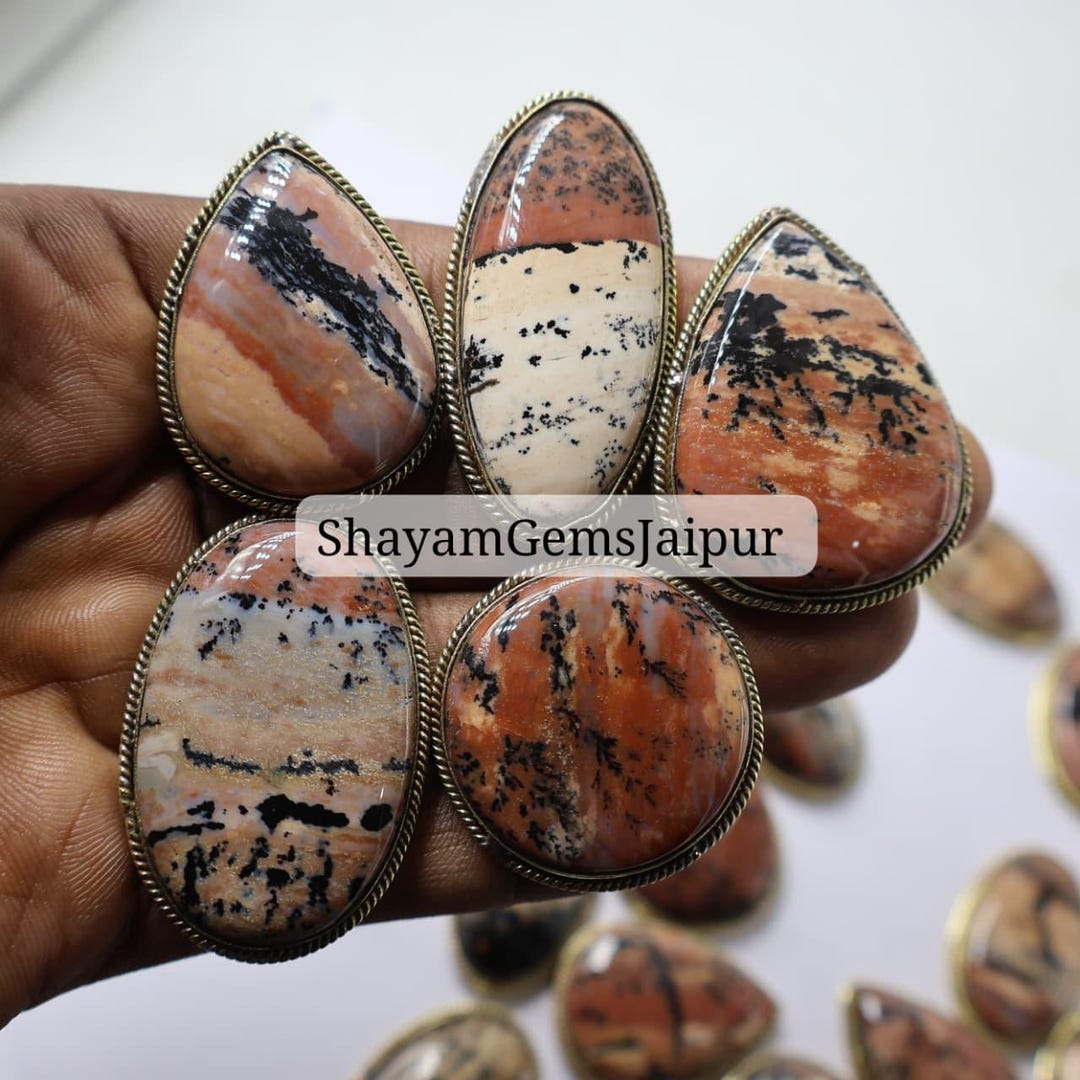 Mystic Honey Dendrite Crystal Lot – Grooved Gemstone Pendants With ...