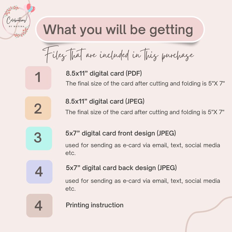 1st Birthday Card Printable, First Birthday Digital Card, for a Baby ...