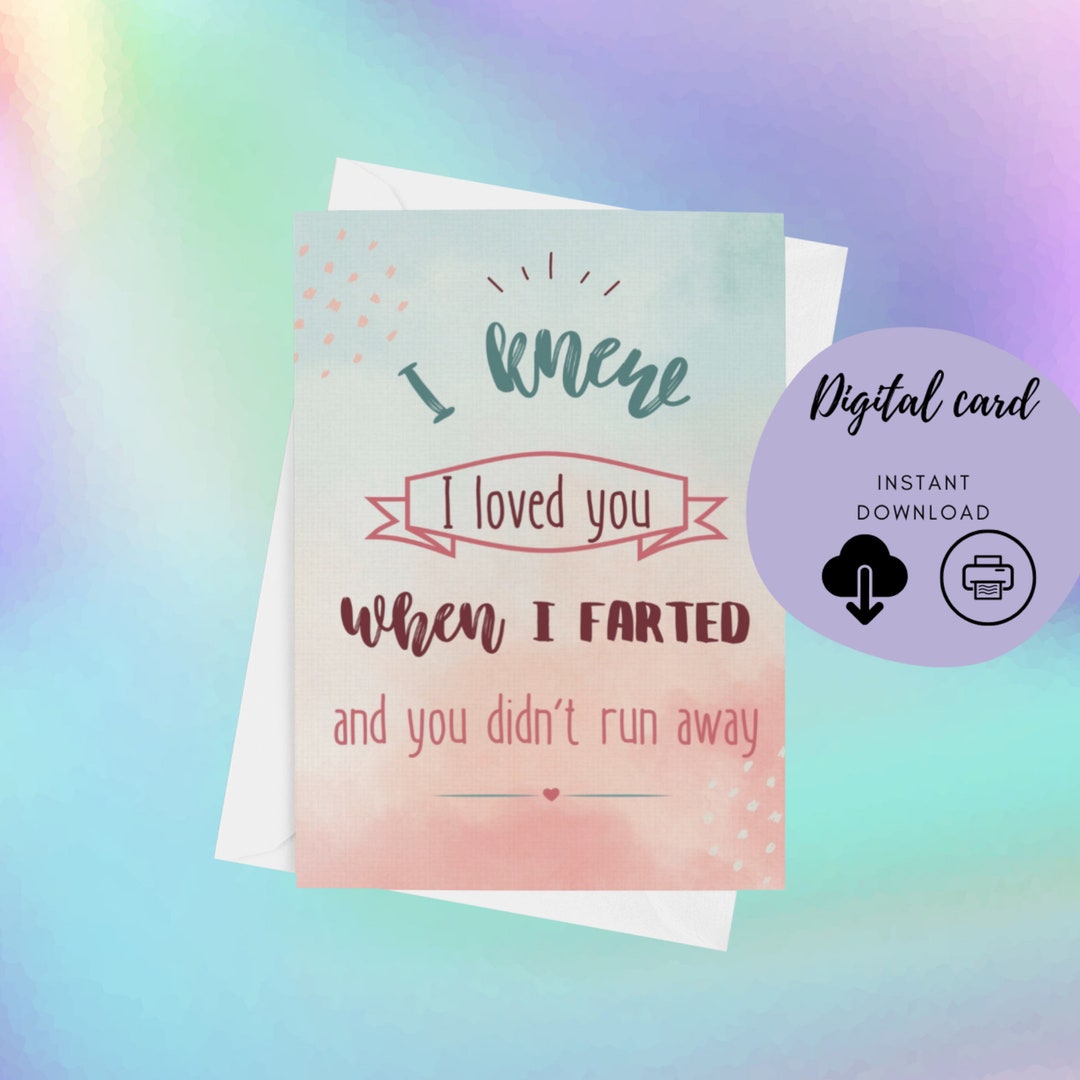 Funny Fart Love Card – Funny Card, Digital Love Card. 5 X 7 Inches ...