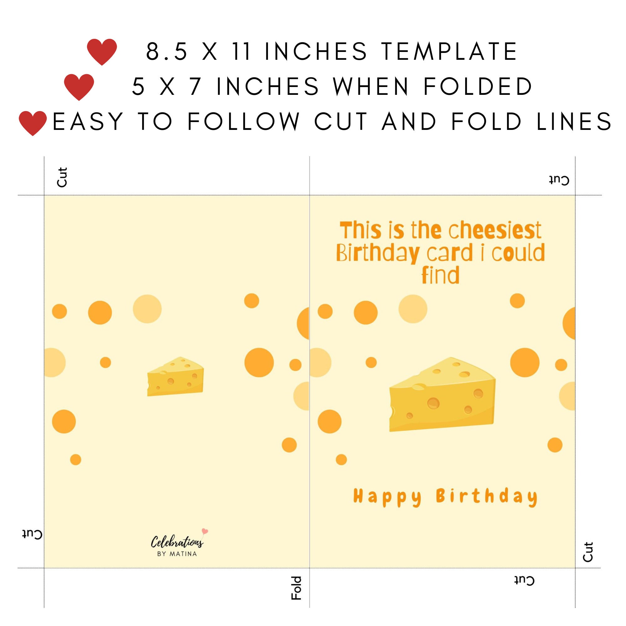 Cheesy Birthday Card, Funny Birthday Card, Instant Download, 5 X 7 ...