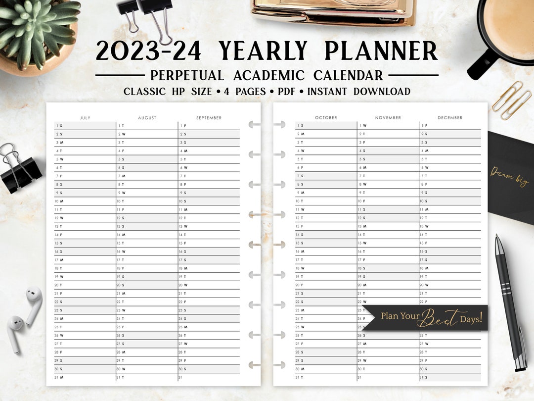 2023-2024 Yearly Planner Printable Perpetual Layout Classic - Etsy México