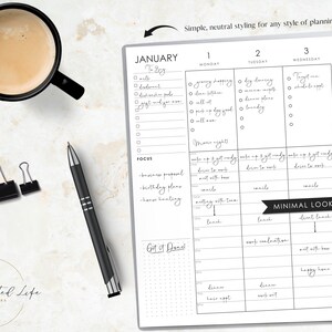 Undated Weekly Planner Printable, Vertical Hourly Top Box Layout, 7 X 9 ...