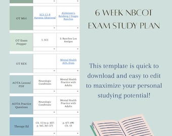 6 Week NBCOT Study Plan - Etsy