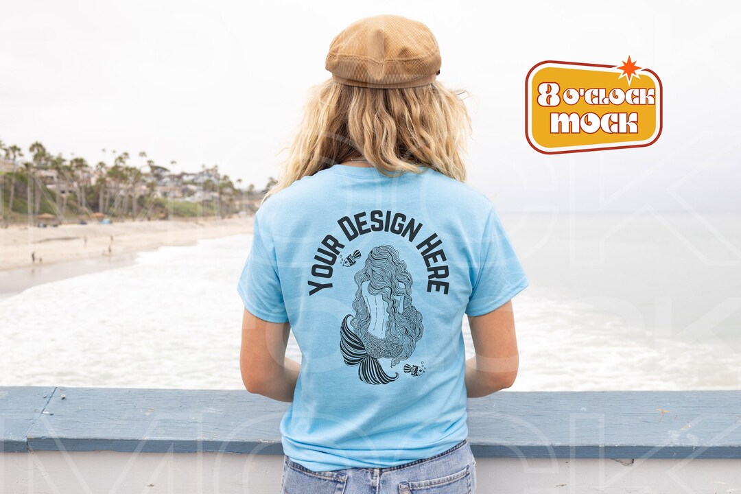 Gildan 5000 - Sky - Back - Shirt Back - Lifestyle - Flat Lay - Mock Up ...