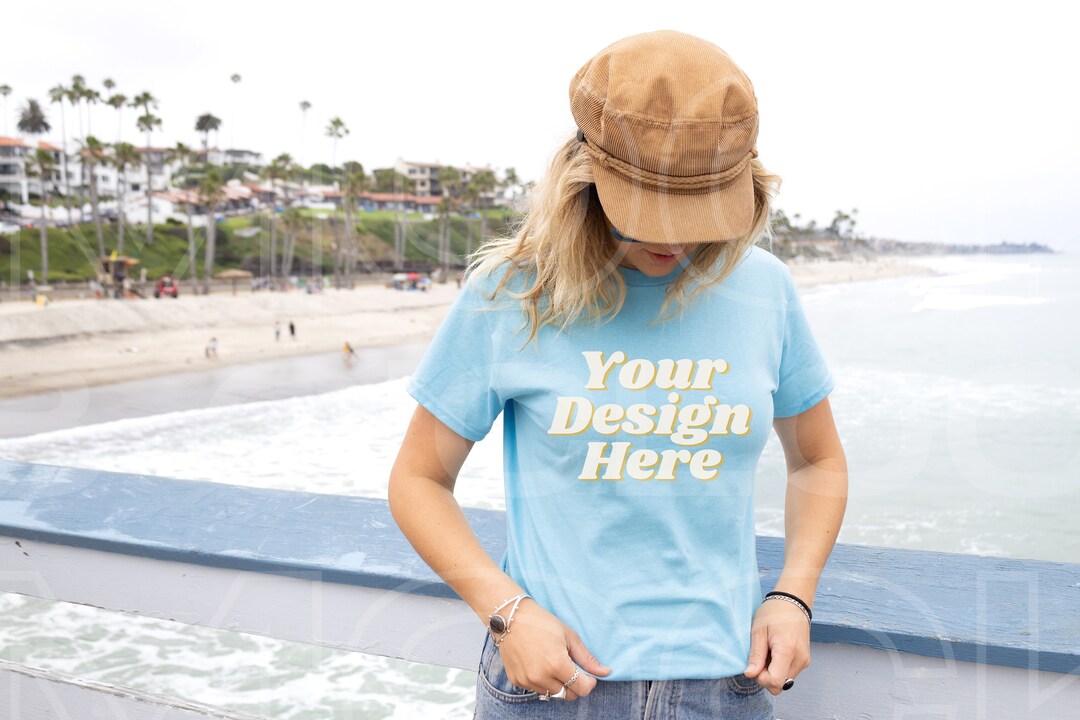 Gildan 5000 - Sky - Shirt - Lifestyle - Flat Lay - Mock Up- Digital ...