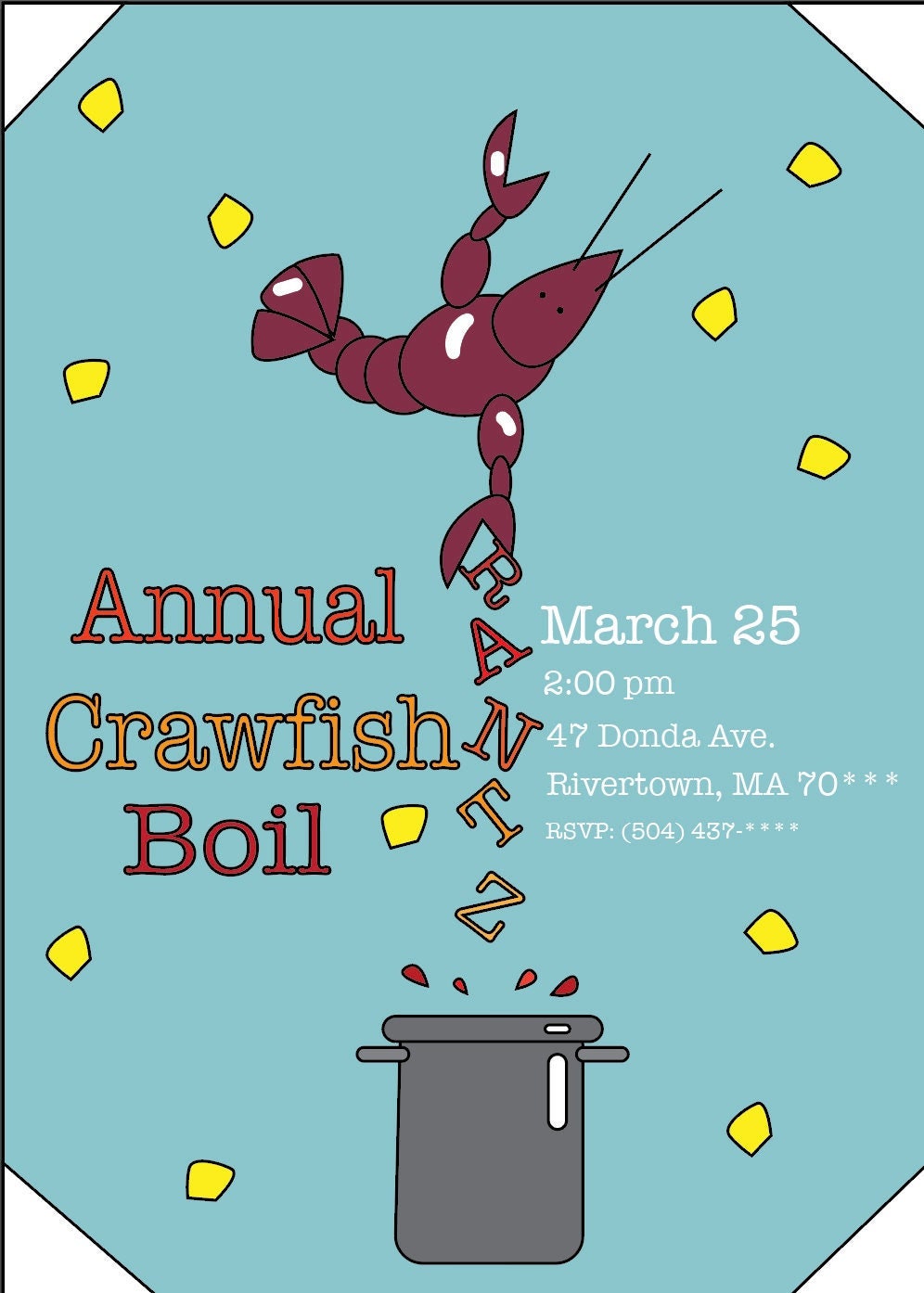 Crawfish Theme Invitation - Etsy
