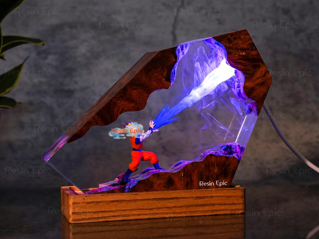 Handcrafted Anime Resin Night Light - Japanese Anime Epoxy Lamp, Dragon ...