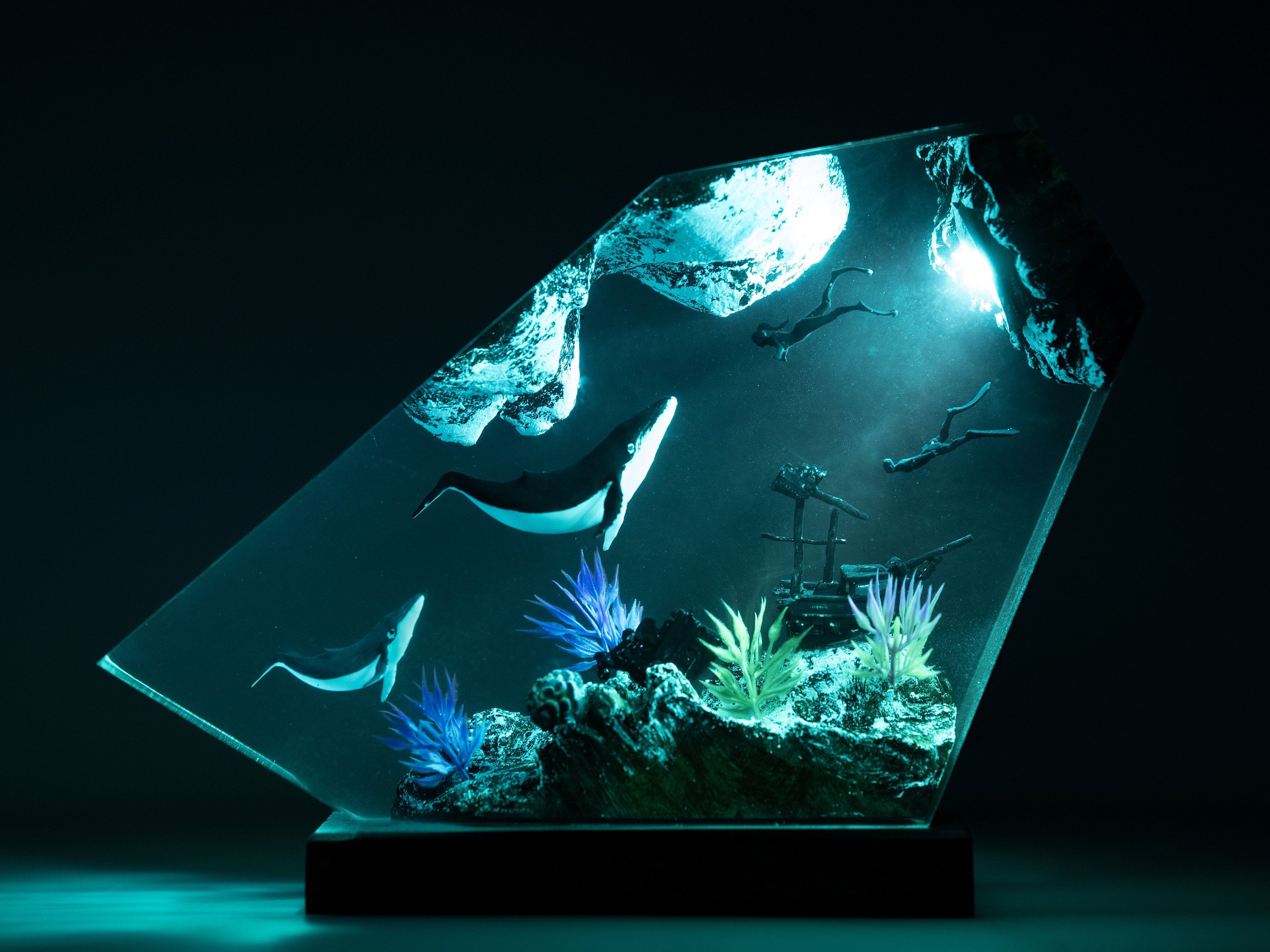 Humpback Shark and Diver Resin Night Lights Whale Shark and - Etsy
