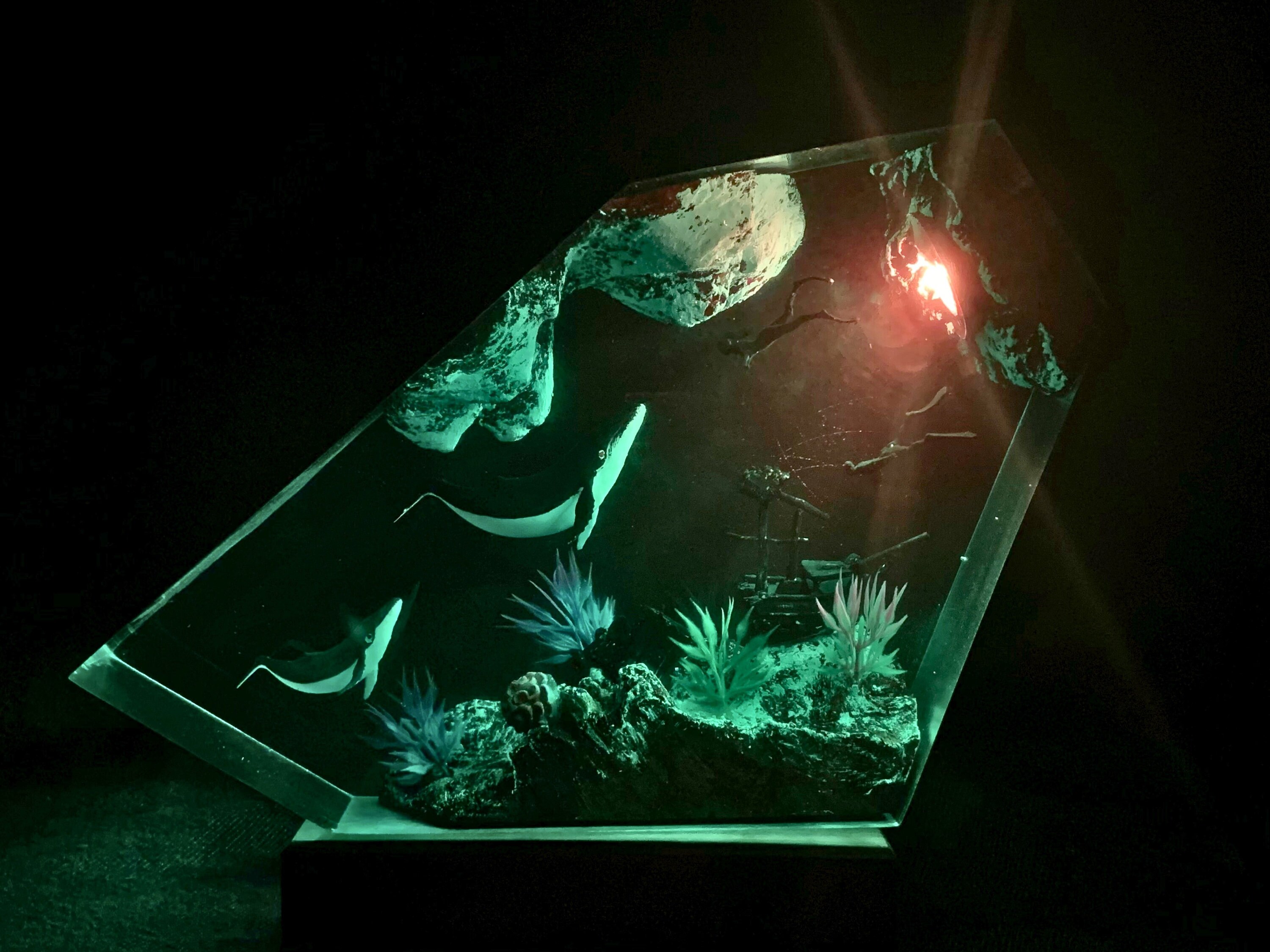 Humpback Shark and Diver Resin Night Lights Whale Shark and - Etsy