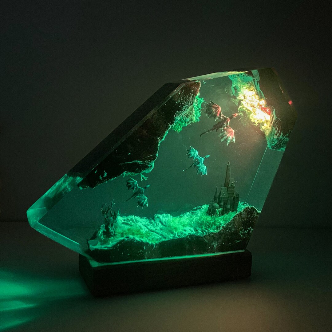 Dragon GOT Resin Night Light, Fire Dragon and Ice Dragon Lamp, 3D ...