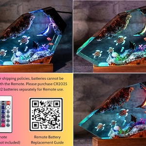 Turtle Family and Coral Reef Epoxy Resin Night Light - Handmade Ocean ...