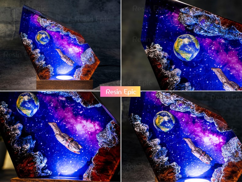 Serenity Ship Resin Night Light - Astronaut Galaxy Epoxy Lamp, Firefly ...