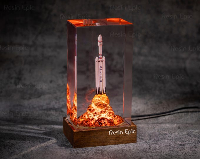 Spacex Falcon Heavy Resin Night Lights, Starship Diorama Lamp, Falcon ...