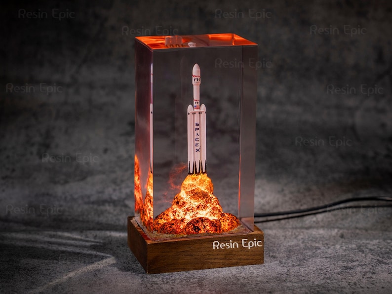 Spacex Falcon Heavy Resin Night Lights, Starship Diorama Lamp, Falcon ...