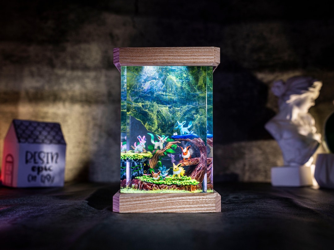 Eevee Evolution Resin Lamp, Unique Epoxy Lamp for Kid, Custom Night ...