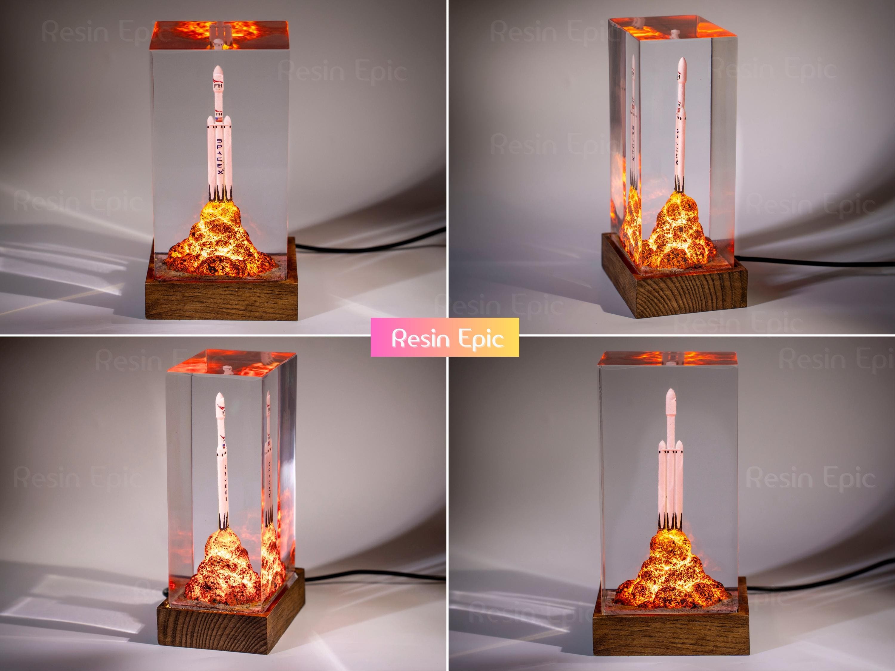 Spacex Falcon Heavy Resin Night Lights, Starship Diorama Lamp, Falcon ...