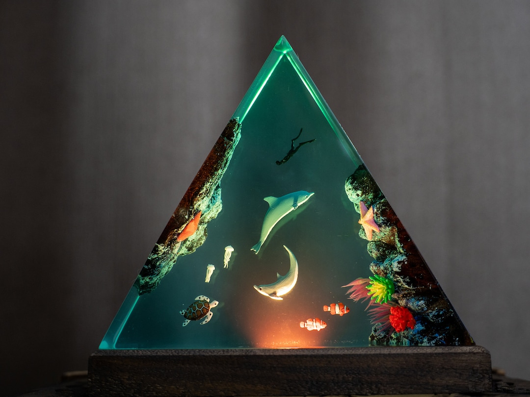 Dolphin, Turtle & Jellyfish Resin Night Light Sea Creatures, Coral ...