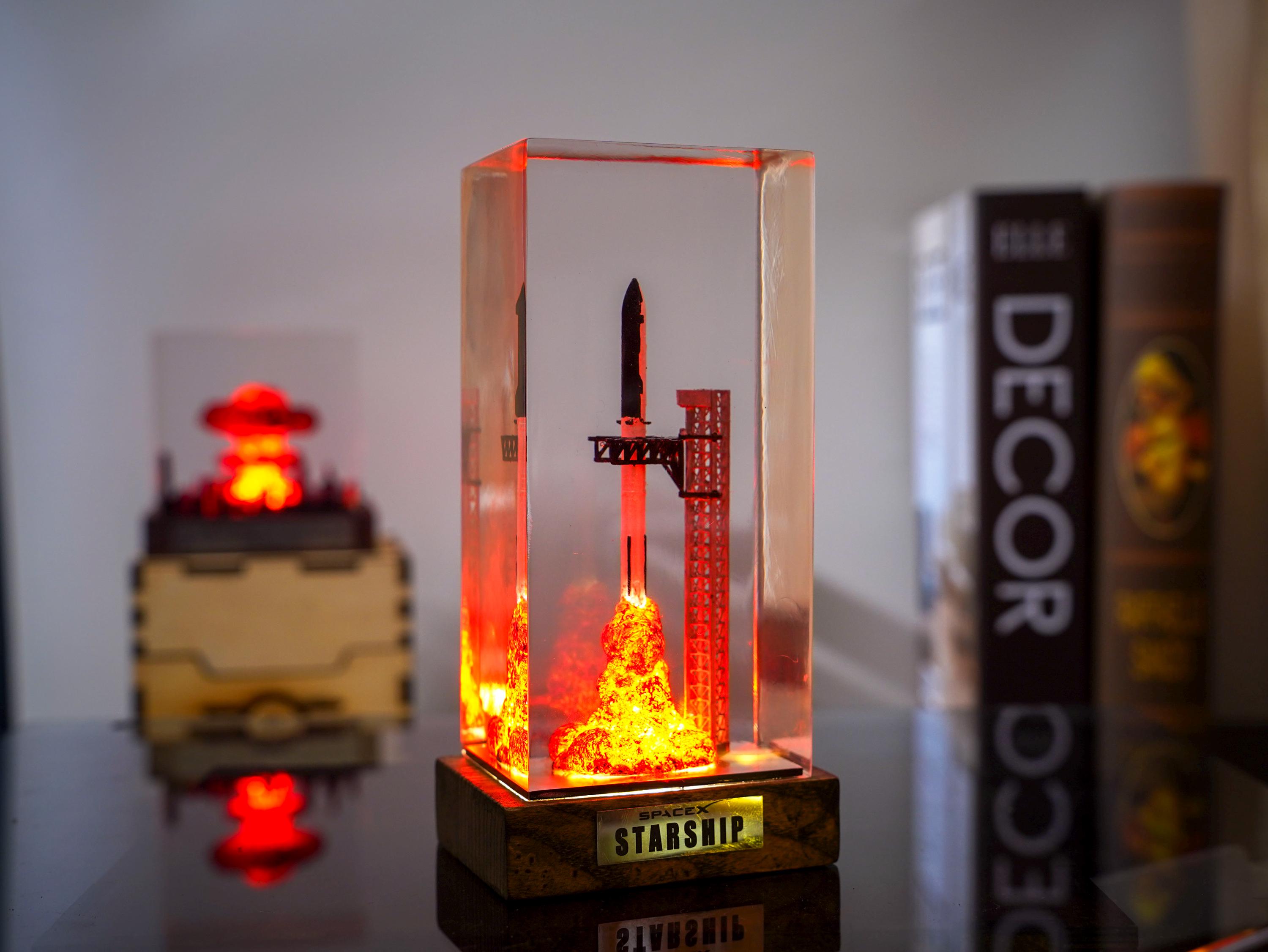Spacex Falcon Heavy Resin Night Lights, Starship Diorama Lamp, Falcon ...