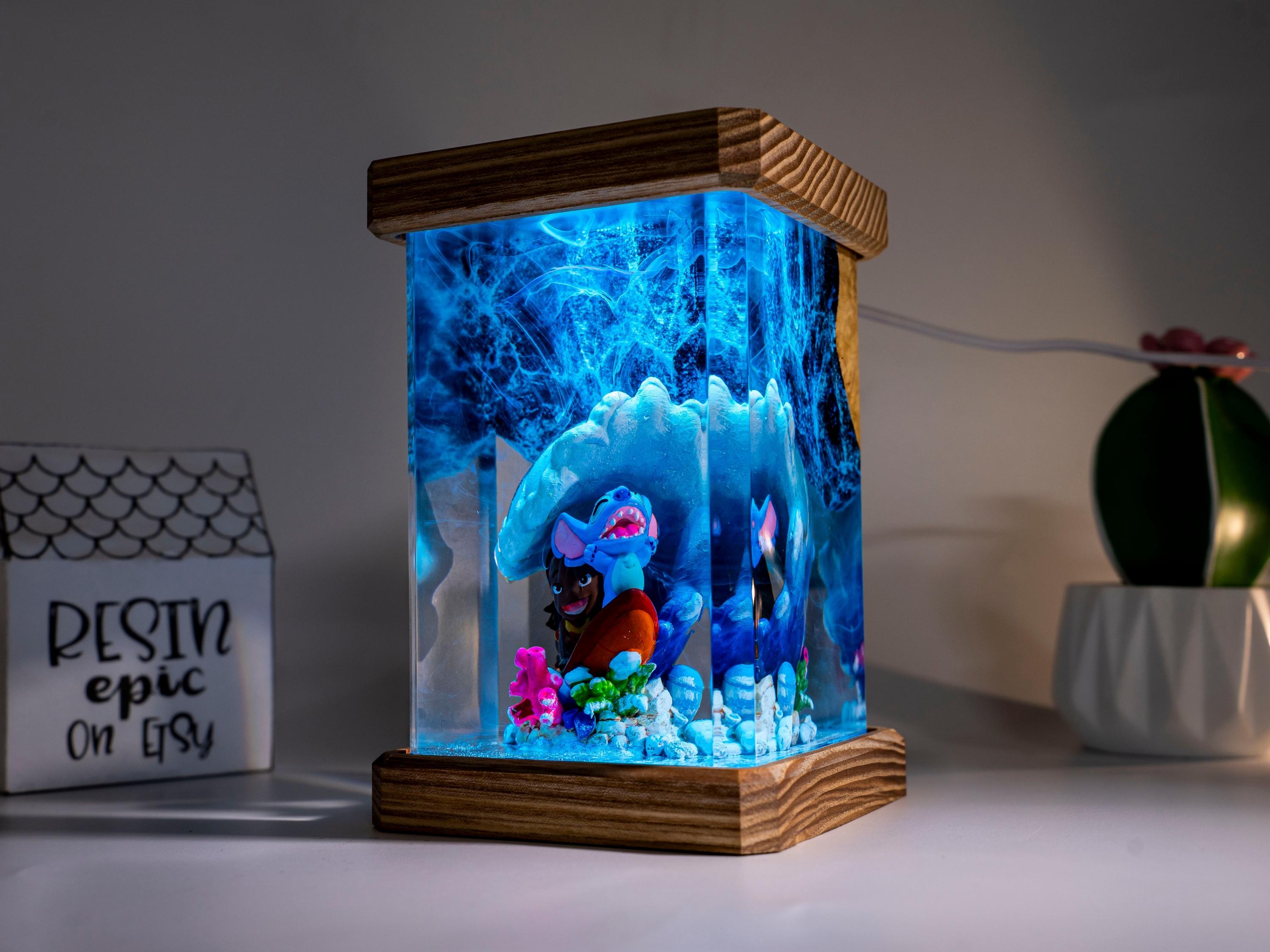 Blue Alien Resin Night Light – Little Monster Resin Lamp, Custom Epoxy ...
