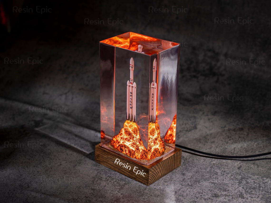 Spacex Falcon Heavy Resin Night Lights, Starship Diorama Lamp, Falcon ...