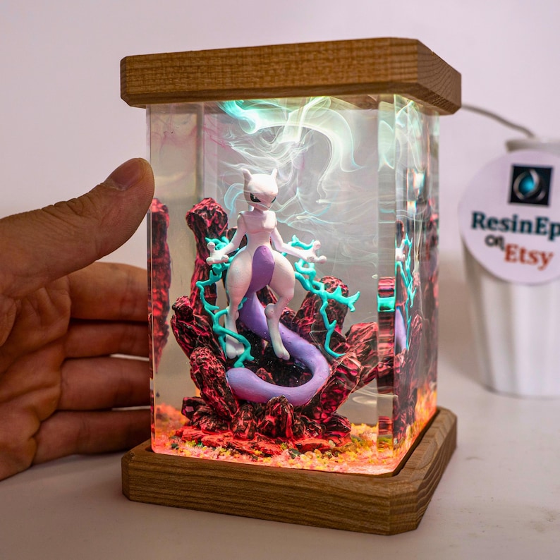 Mewtwo Resin Night Light, Pokemon Lamp for Kids Unique Gamer Gift ...