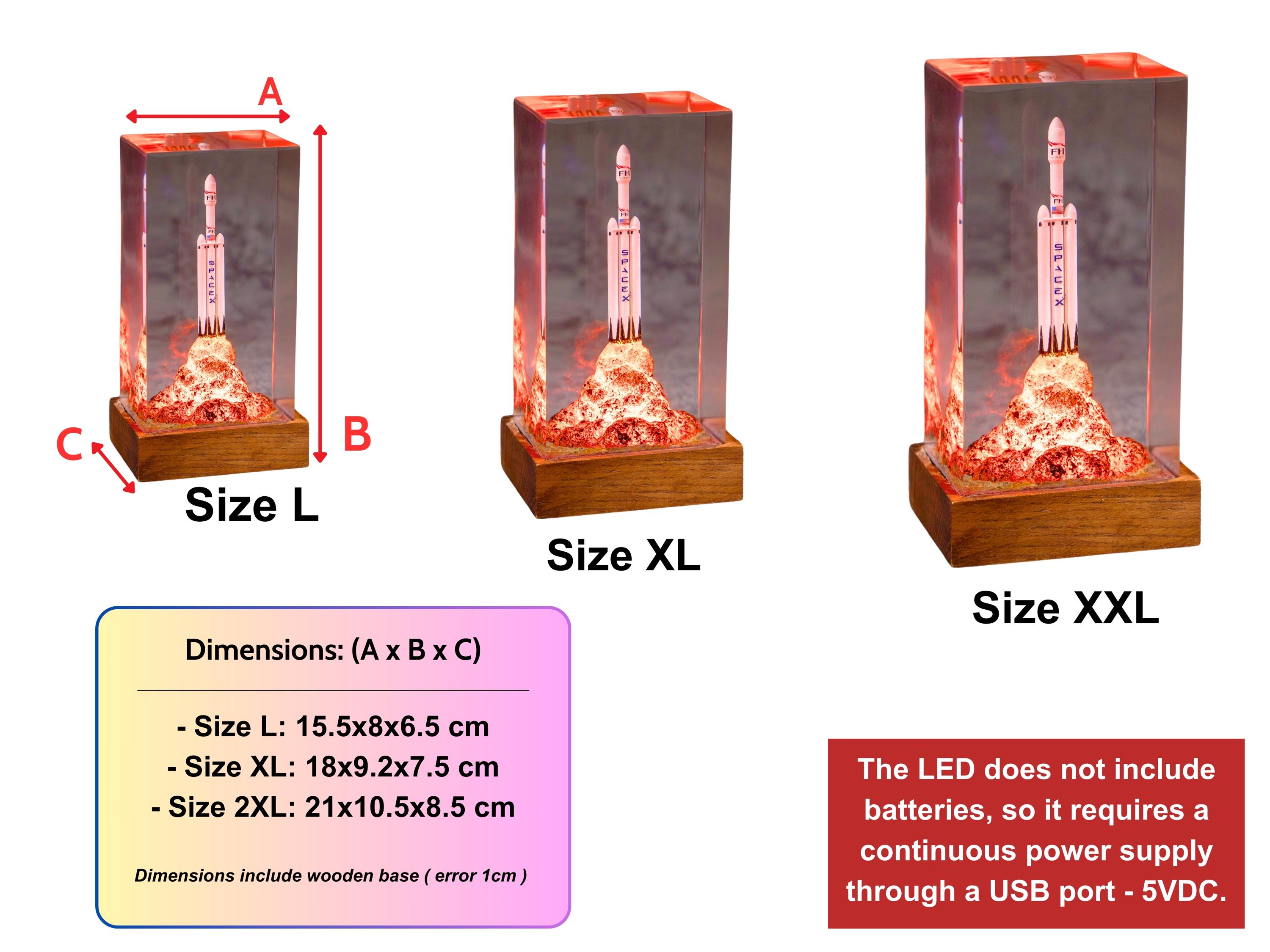 Spacex Falcon Heavy Resin Night Lights, Starship Diorama Lamp, Falcon ...