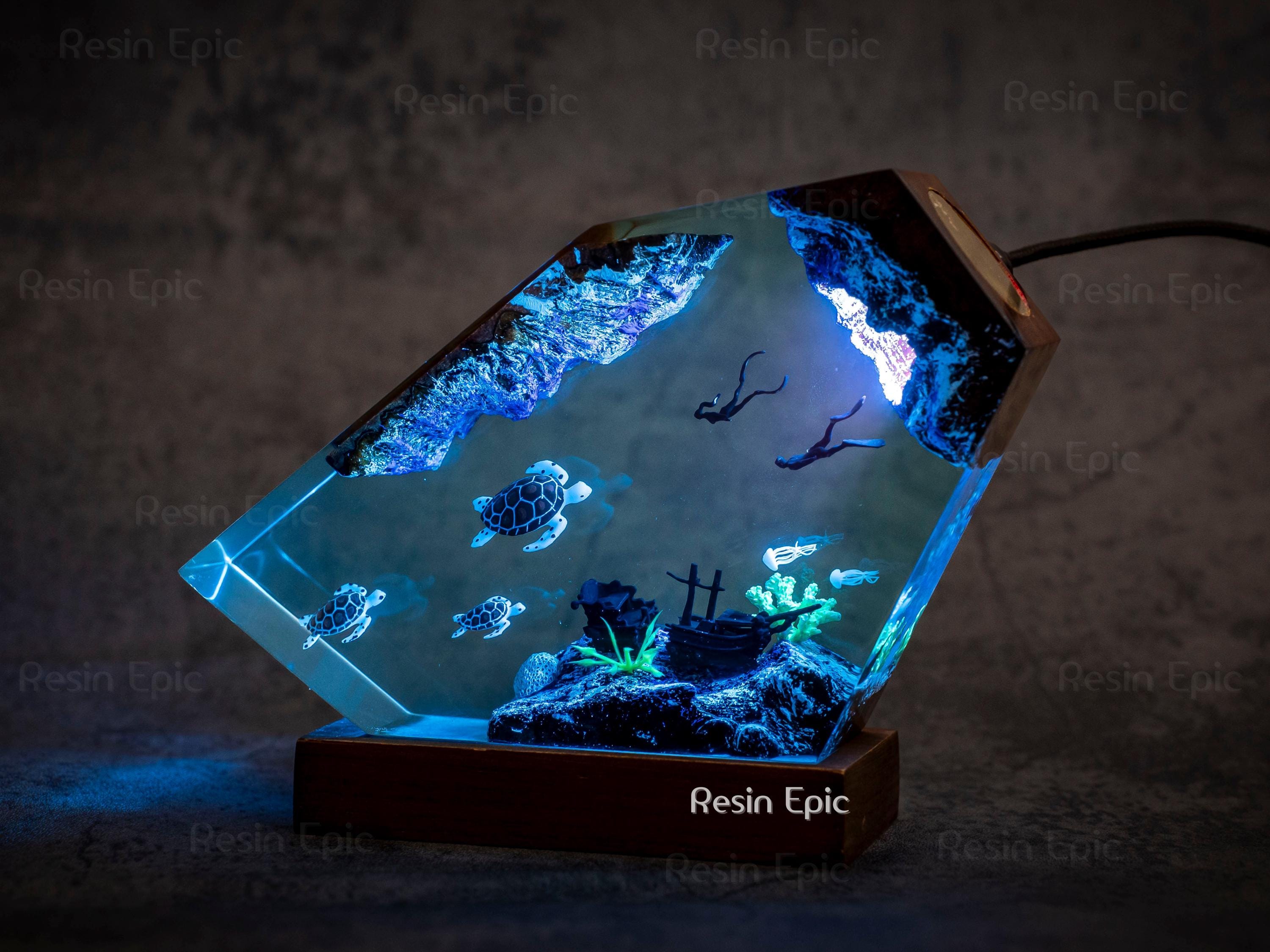 Turtles & Driver Epoxy Resin Night Light - Unique Gift for Ocean Lovers ...