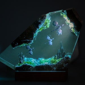 Dragon GOT Resin Night Light, Fire Dragon and Ice Dragon Lamp, 3D ...
