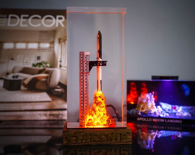 Spacex Starship Rocket Launch Lamp - Falcon Heavy Resimn Epoxy Lamp ...