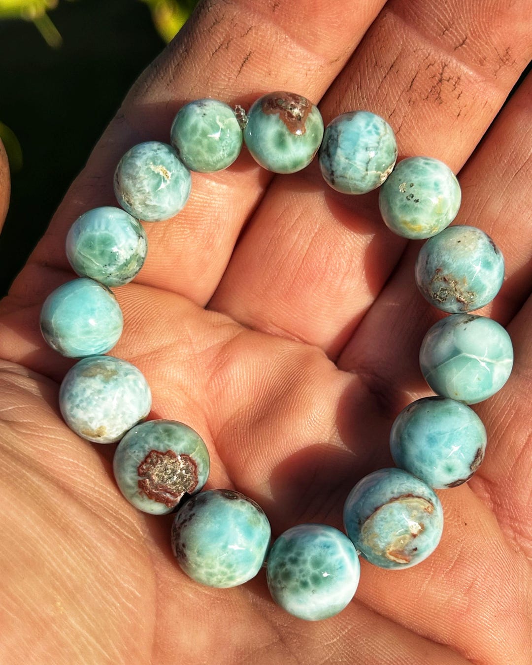 Dominican Blue Larimar Stone Bead Stretchy Bracelet Graduated - Etsy