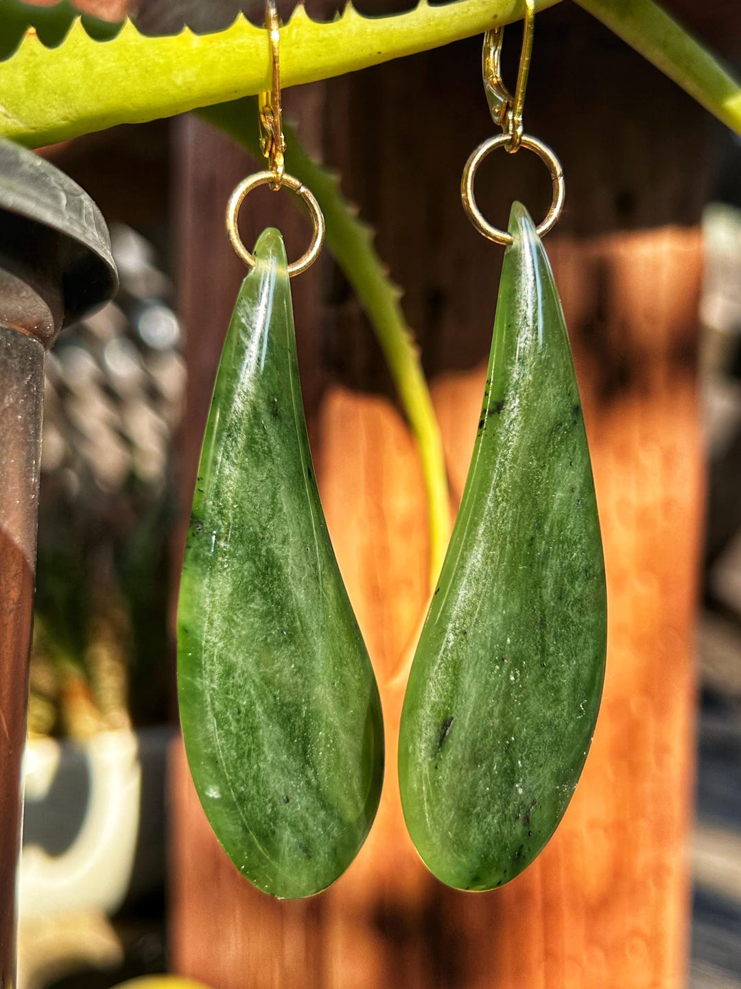 Yukon Canada Nephrite Jade Artisan Earrings Pea Pod Design - Etsy
