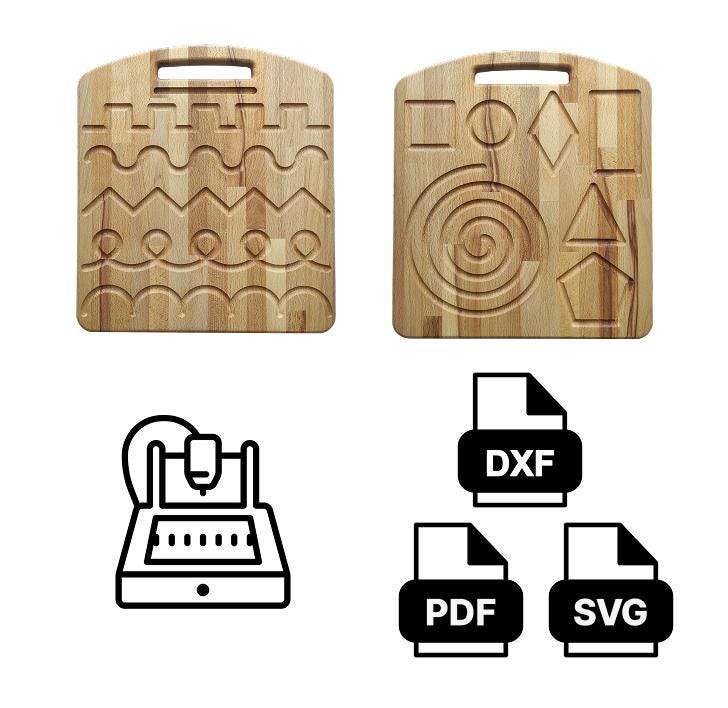 CNC Dxf-svg-pdf File – Geometric Shapes and Spiral Board – Wooden ...